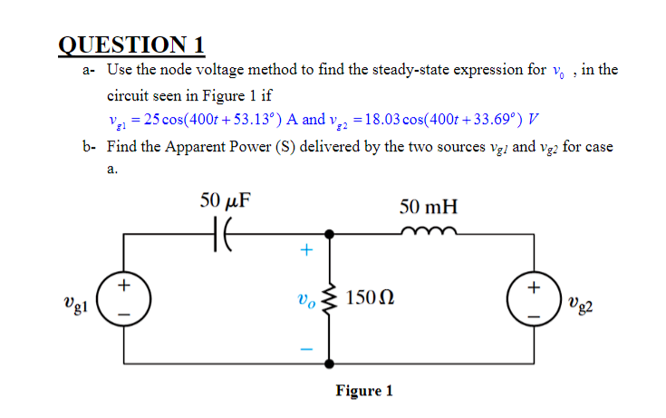 Solved a- ﻿Use the node voltage method to find the | Chegg.com