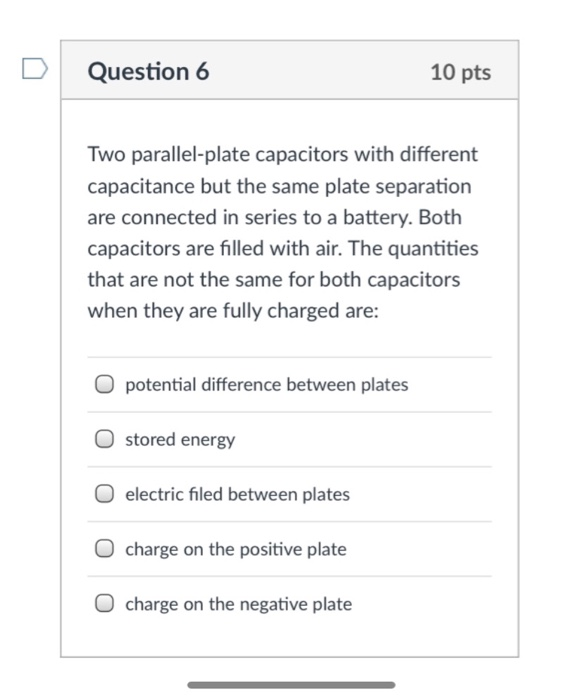 Solved DQuestion 6 10 pts Two parallel-plate capacitors with | Chegg.com