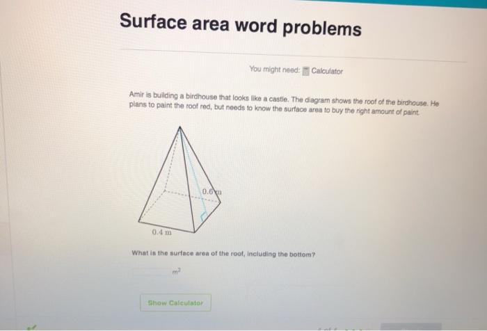 Solved Surface area word problems You might need Calculator | Chegg.com
