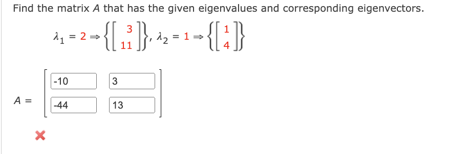 Solved Find the matrix A that has the given eigenvalues and | Chegg.com