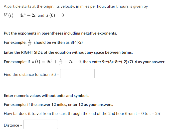 Solved A particle starts at the origin. Its velocity, in | Chegg.com