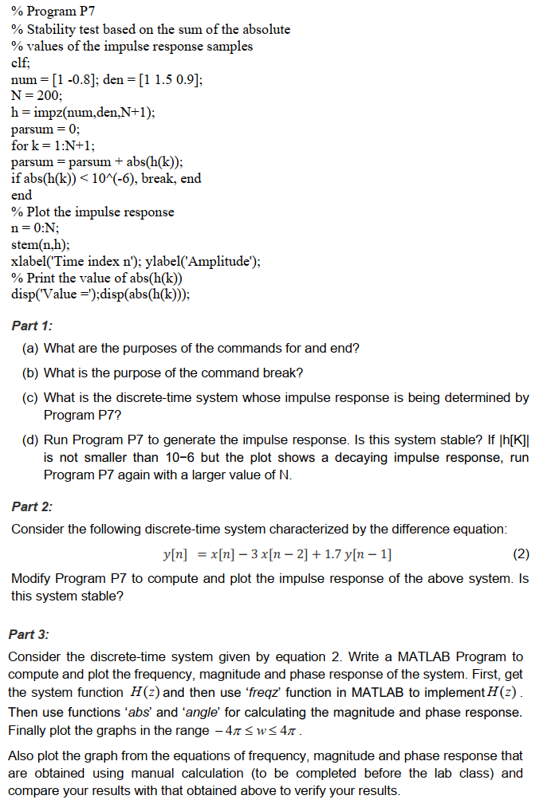 Solved num =[1−0.8]; den =[11.50.9] N=200 h=impz( num,den, | Chegg.com