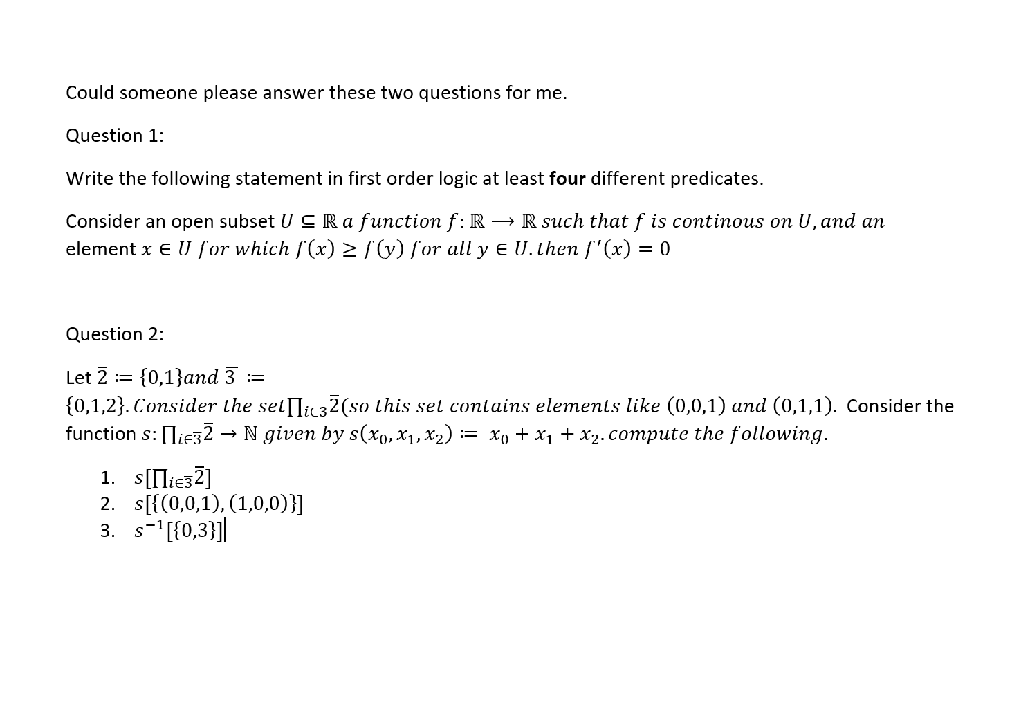 Solved Could someone please answer these two questions for | Chegg.com