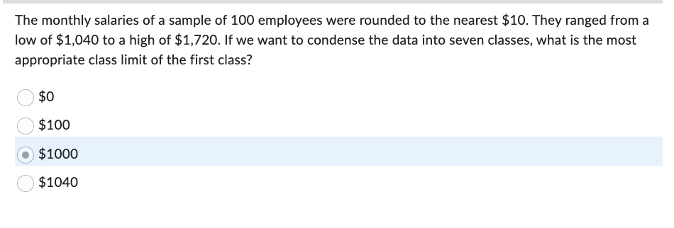 Solved The monthly salaries of a sample of 100 ﻿employees | Chegg.com