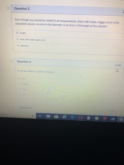 Solved an error in the diameter or an error in the length of | Chegg.com