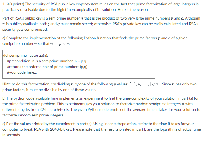 Solved I NEED THE PYTHON CODE FOR THIS QUESTION PLEASE | Chegg.com