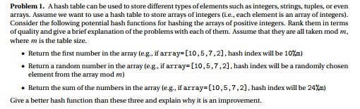 Solved Problem 1. A hash table can be used to store | Chegg.com