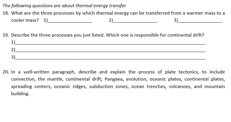 Solved The following questions are about thermal energy | Chegg.com