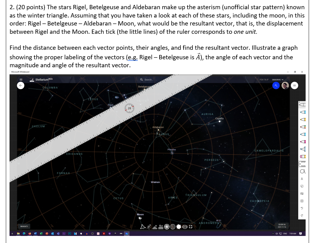 Solved 2. (20 points) The stars Rigel, Betelgeuse and | Chegg.com