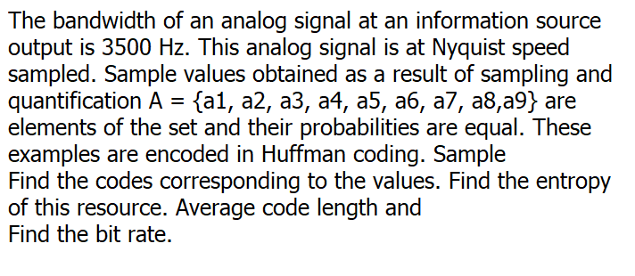 Solved The bandwidth of an analog signal at an information | Chegg.com