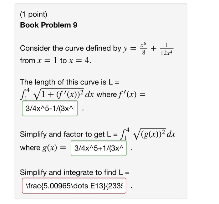 Solved (1 point) Book Problem 9 Consider the curve defined | Chegg.com