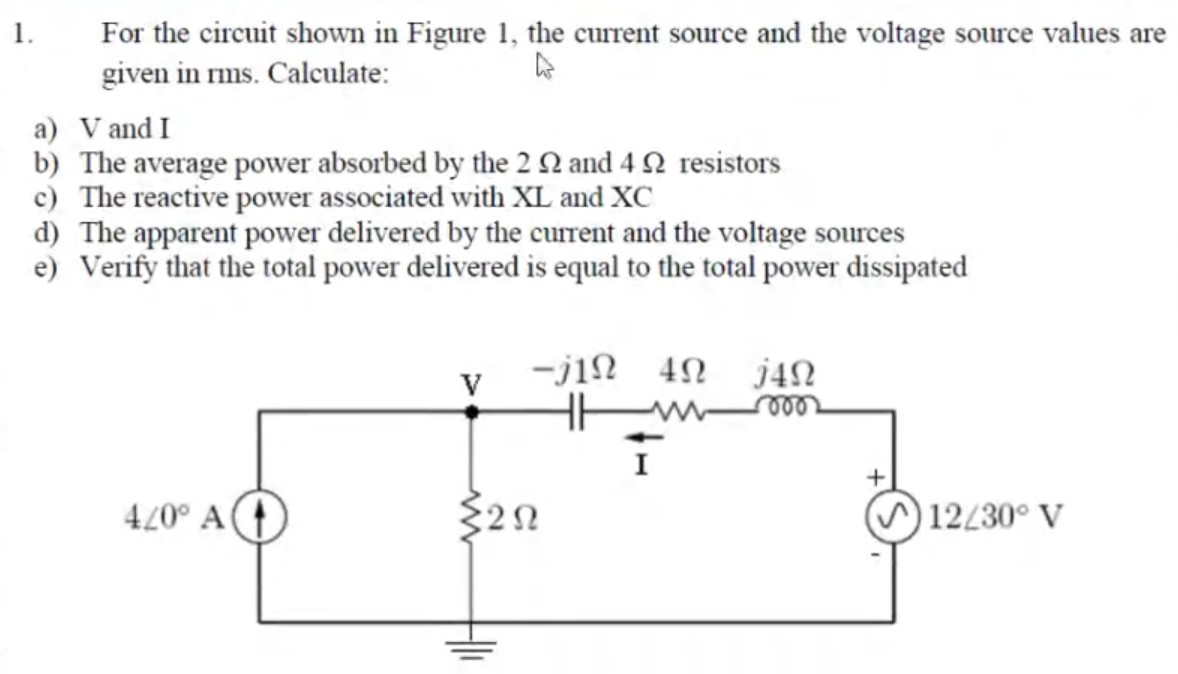 Solved 1. For the circuit shown in Figure 1, the current | Chegg.com