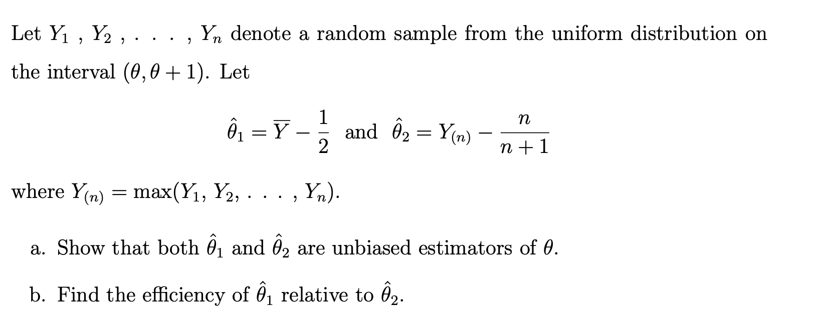 Solved Let Y1,Y2,…,Yn denote a random sample from the | Chegg.com
