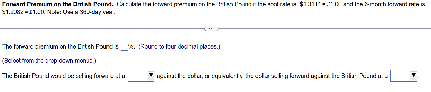 Solved Forward Premium on the British Pound. Calculate the | Chegg.com