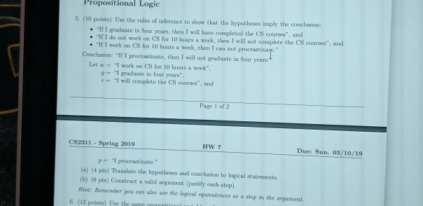 Solved Propositional Logic 5. (10 points) Use the rales of | Chegg.com