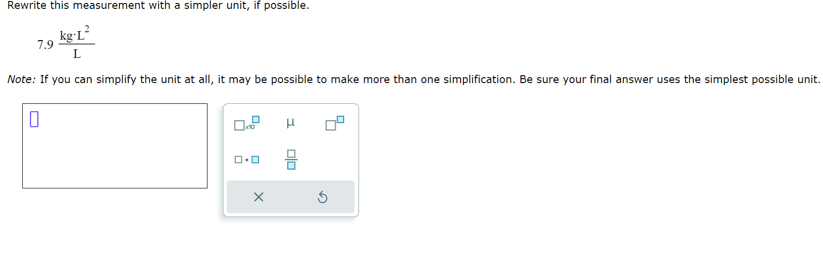 Solved Rewrite this measurement with a simpler unit, if | Chegg.com