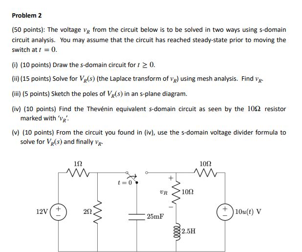 Solved Problem 2(50 ﻿points): The voltage vR ﻿from the | Chegg.com
