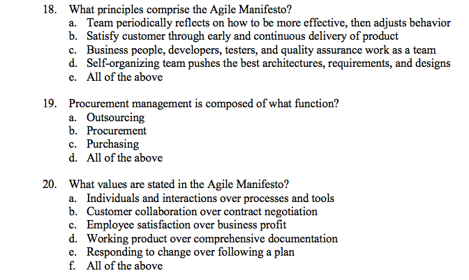 Solved 18. What principles comprise the Agile Manifesto? a. | Chegg.com