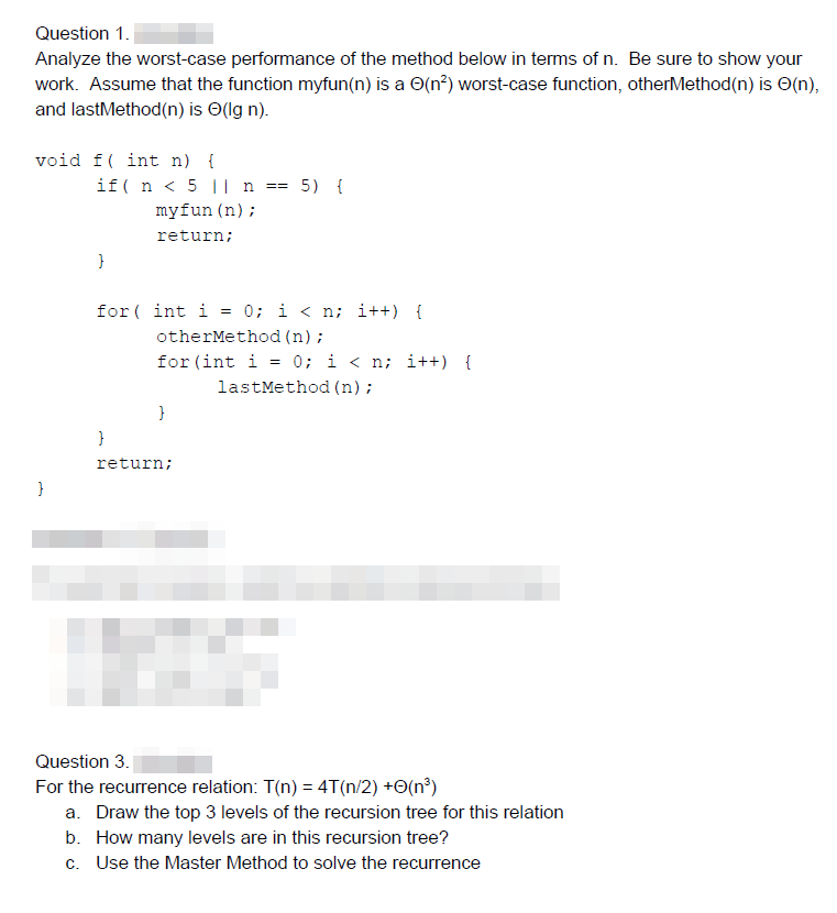 Solved Question 1. Analyze the worst-case performance of the | Chegg.com