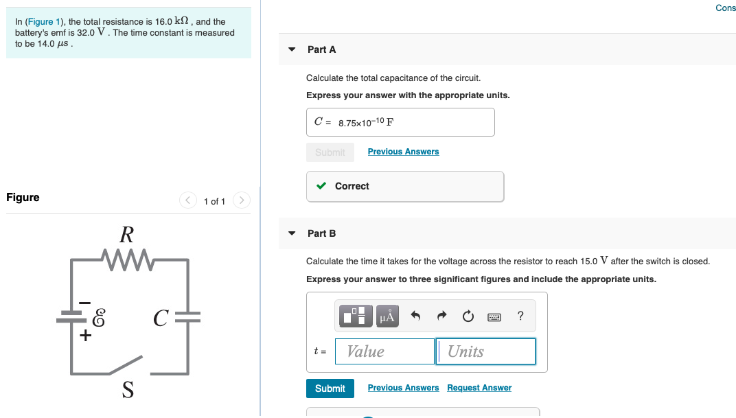 Solved Cons In (Figure 1), the total resistance is 16.0 k2, | Chegg.com