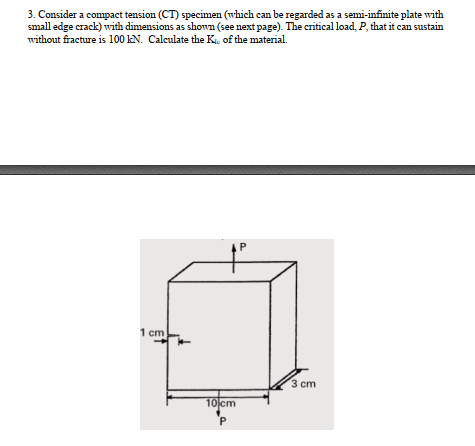 Solved 3. Consider a compact tension (CT) specimen (which | Chegg.com