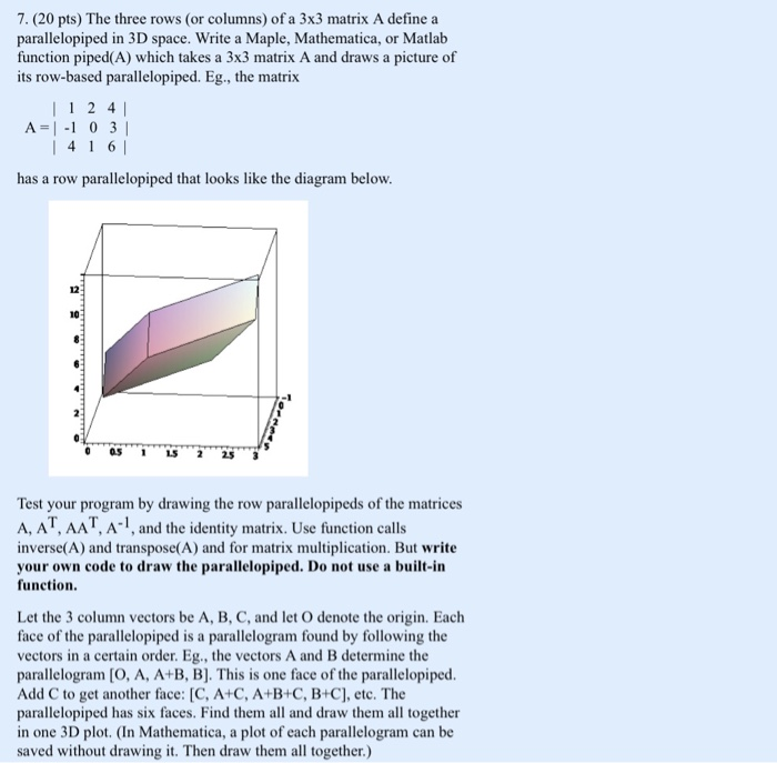 Solved 7. (20 pts) The three rows (or columns) of a 3x3 | Chegg.com