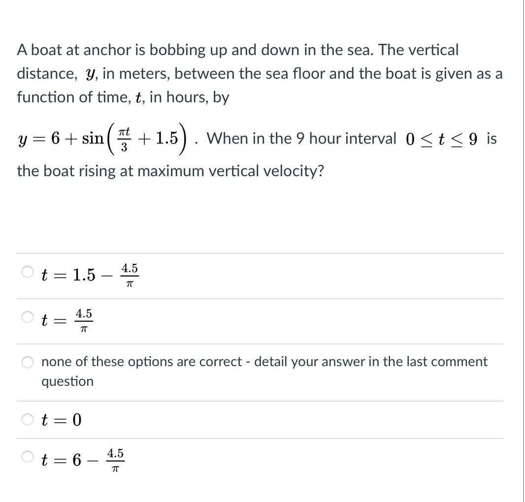 Solved A boat at anchor is bobbing up and down in the sea. | Chegg.com