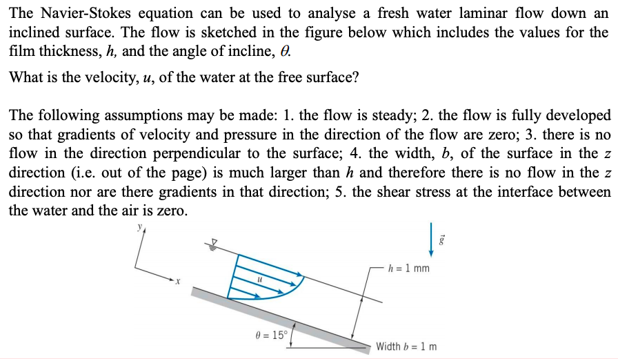 Solved The Navier-Stokes equation can be used to analyse a | Chegg.com