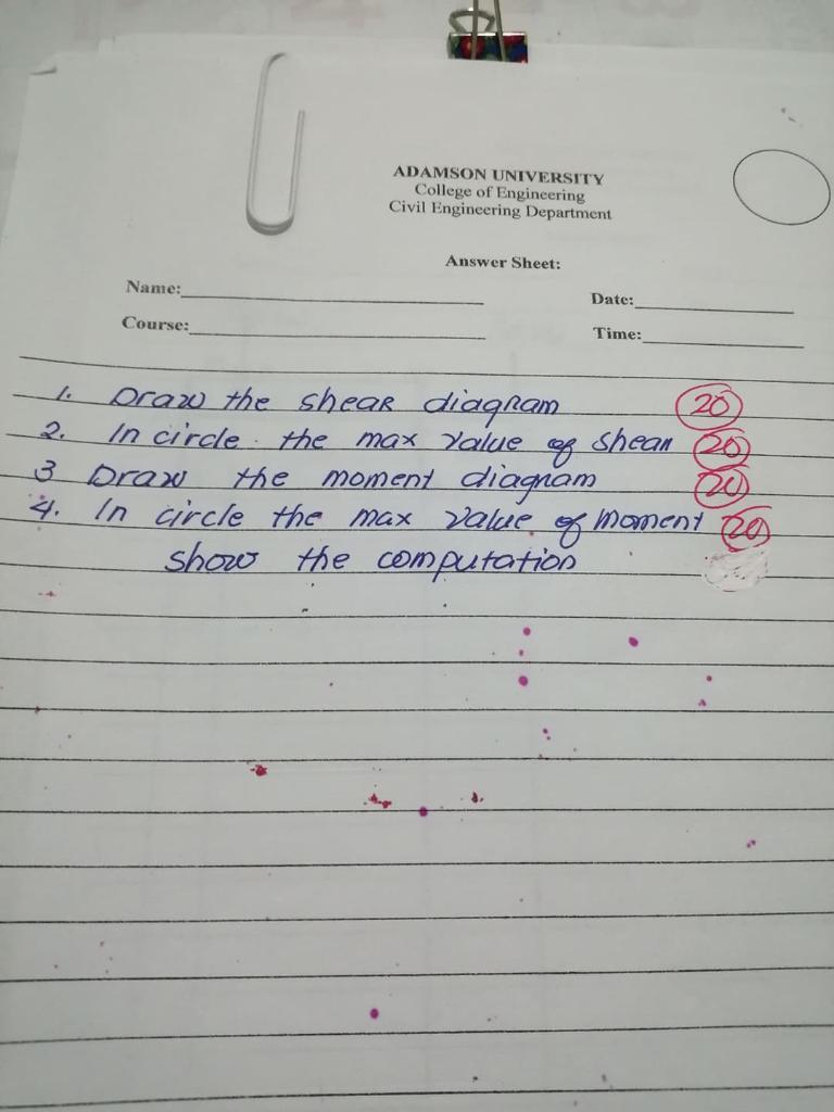 Solved Civil Engineering Department Answer Sheet: Name: Da | Chegg.com