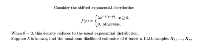 Consider the shifted exponential distribution | Chegg.com