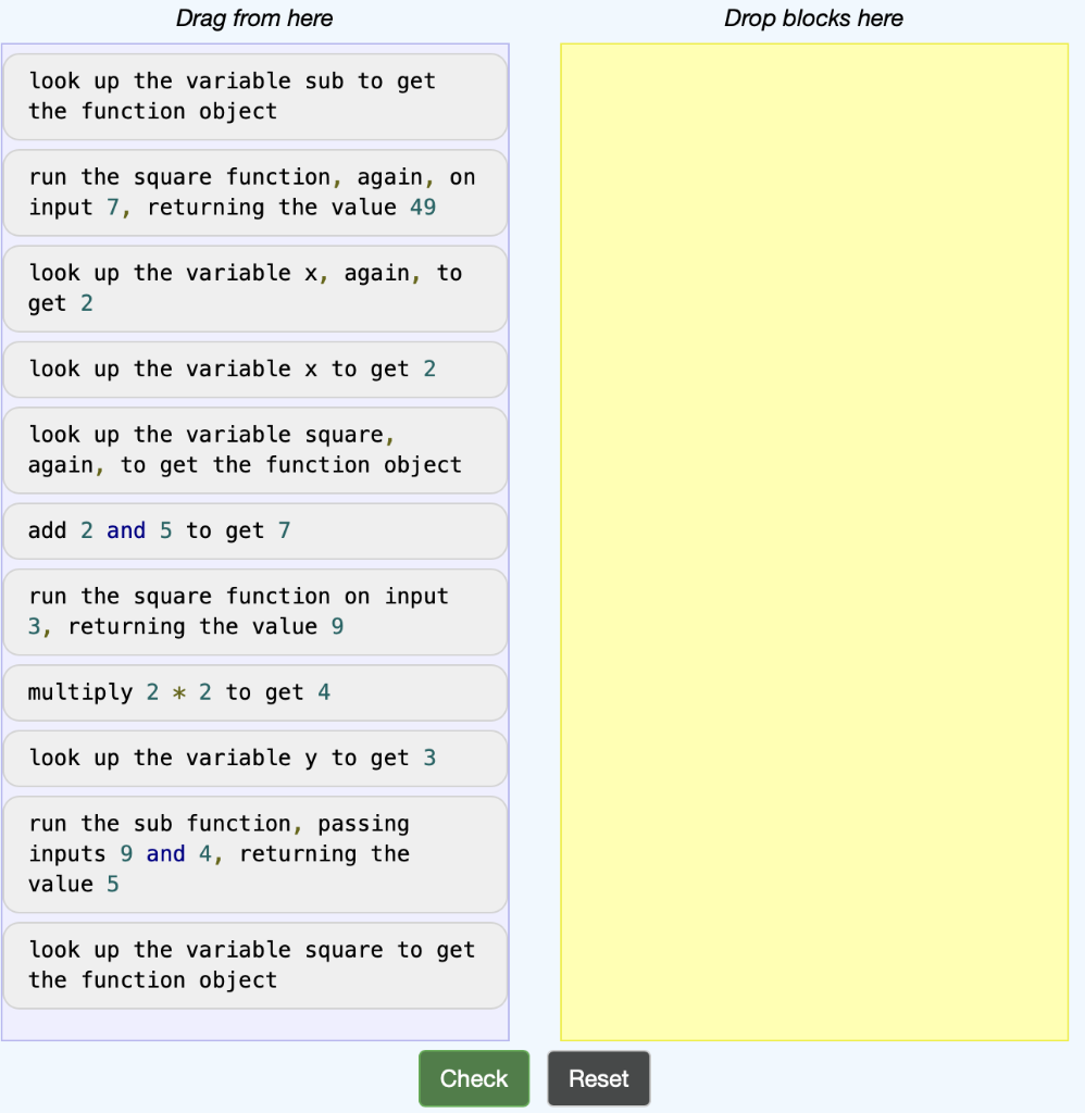 Solved Drag from here Drop blocks here look up the variable | Chegg.com