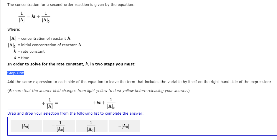 Solved The Concentration For A Second Order Reaction Is