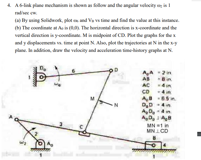 4. A 6-link plane mechanism is shown as follow and | Chegg.com