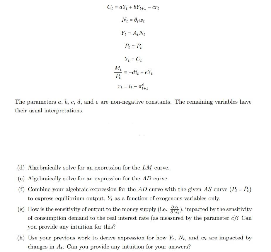 Solved Algebra in a Simple Sticky Price Model with no | Chegg.com