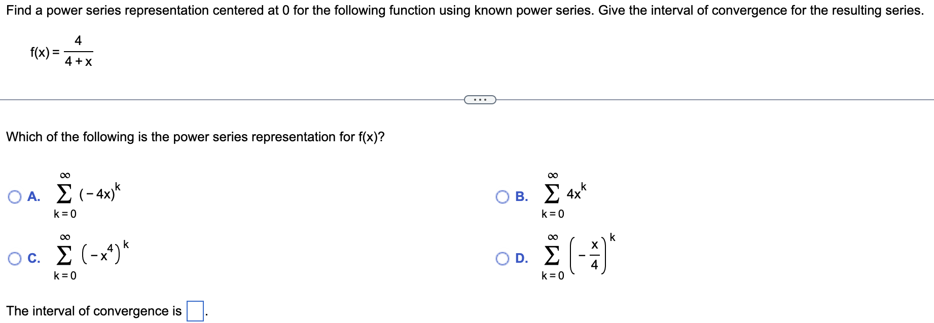 Solved Find a power series representation centered at 0 for | Chegg.com