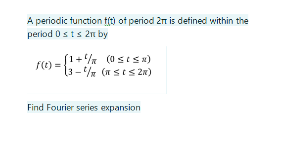Solved A periodic function f(t) of period 2π is defined | Chegg.com