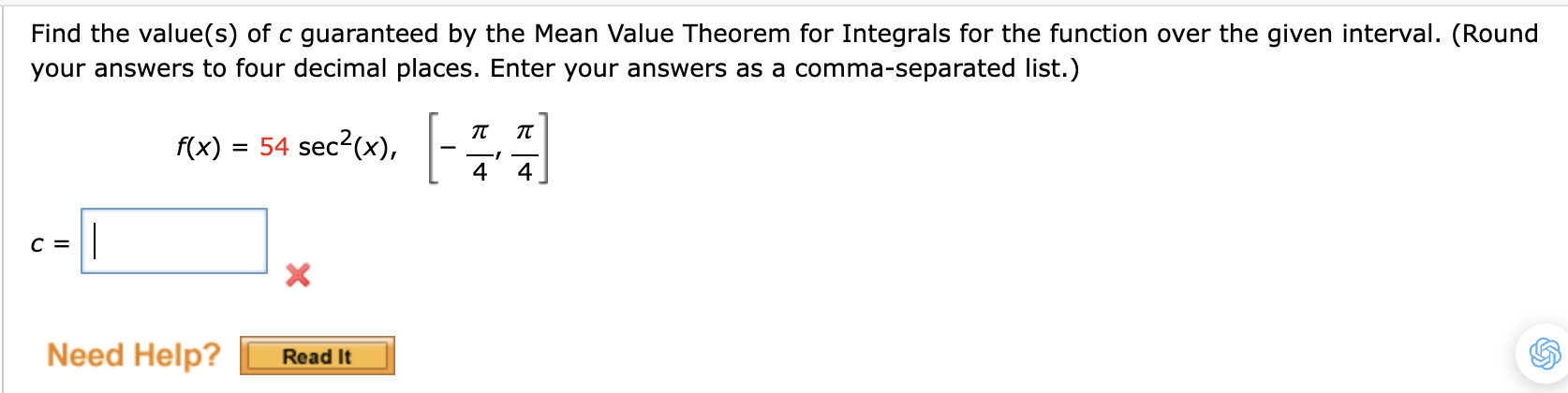 Solved Find the value(s) ﻿of c ﻿guaranteed by the Mean Value | Chegg.com