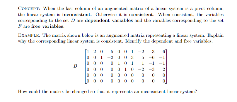 Solved Concept: When the last column of an augmented matrix | Chegg.com