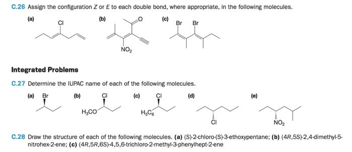 Solved C.26 Assign the configuration Z or E to each double | Chegg.com