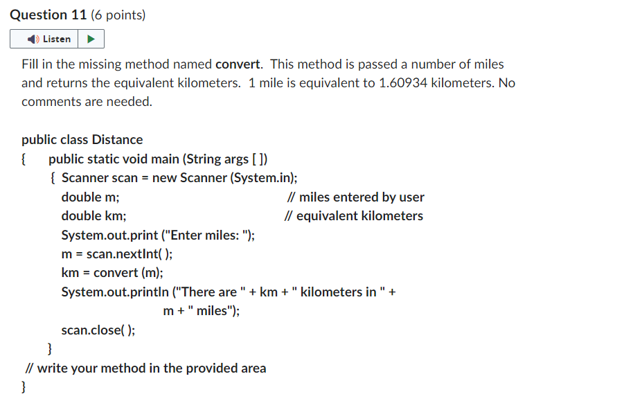 Solved Fill in the missing method named convert. This method | Chegg.com