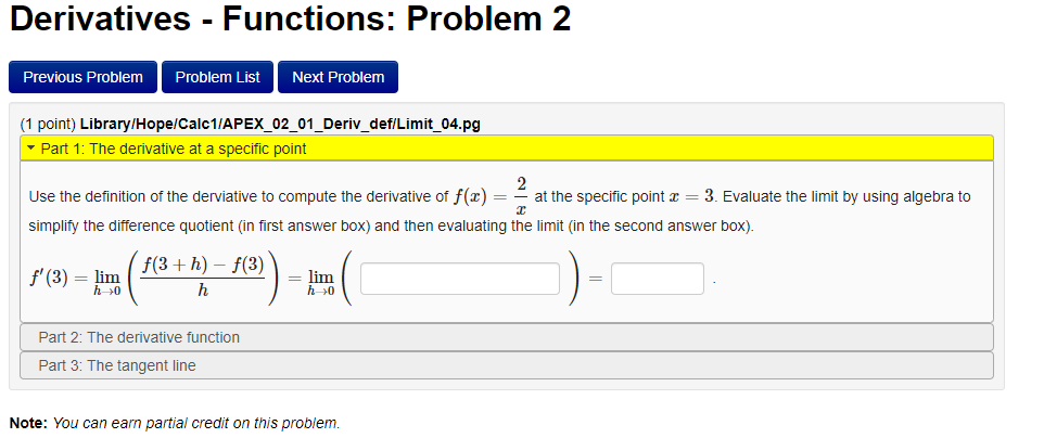 Solved Derivatives Functions Problem 2 Previous Problem
