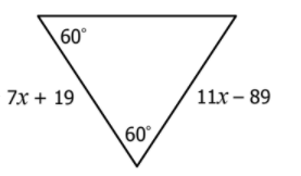Solved 60° 7x + 19 11x - 89 60° | Chegg.com