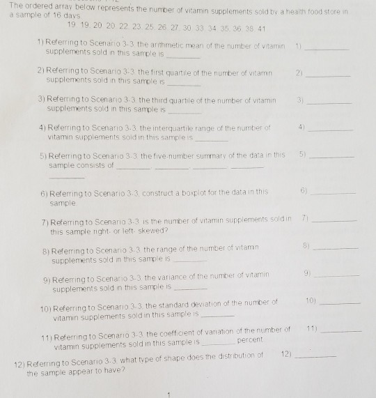 Solved The ordered array below represents the nuber of | Chegg.com