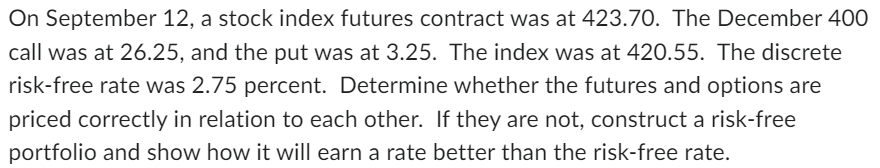 Solved On September 12, a stock index futures contract was | Chegg.com