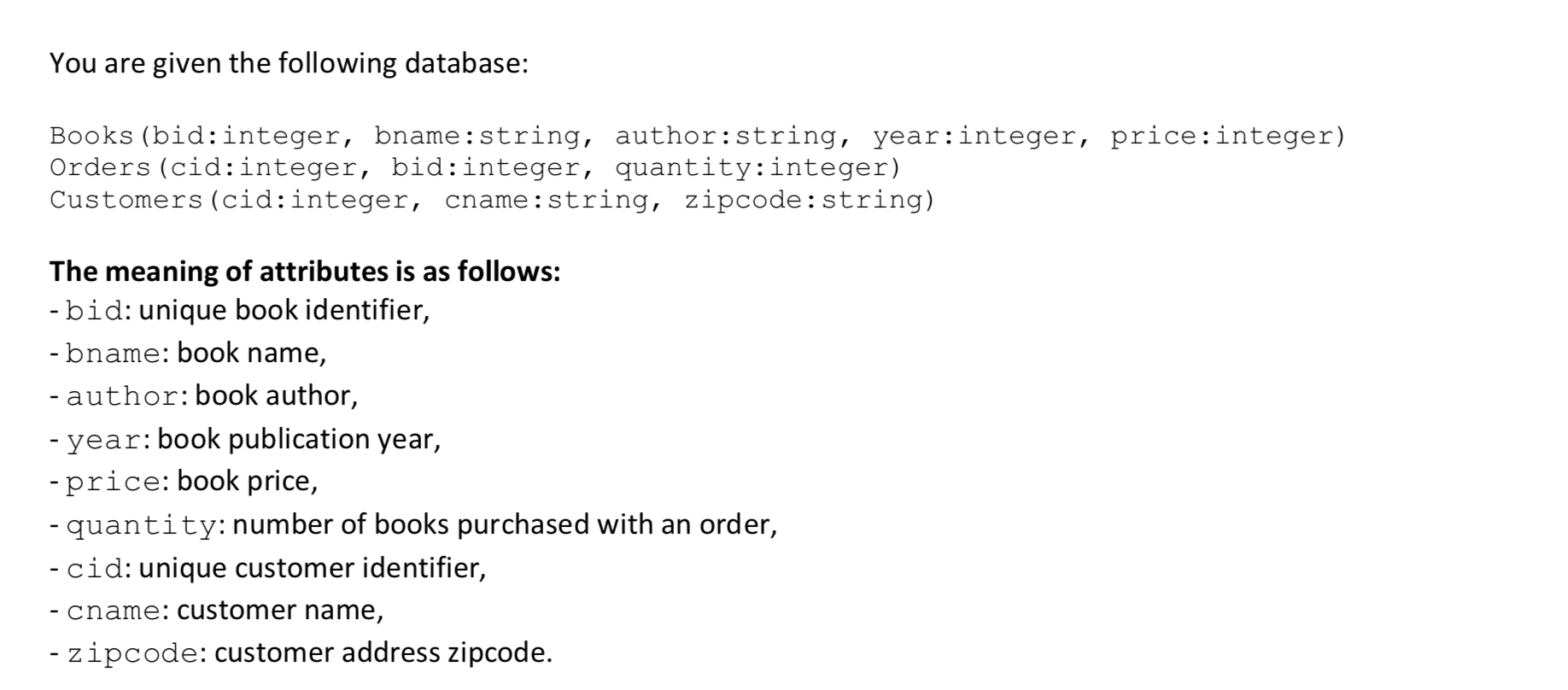 Solved You are given the following database: Books | Chegg.com