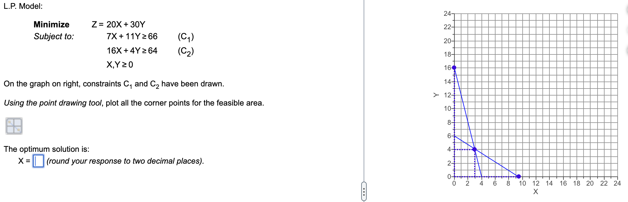 Solved On the graph on right, constraints C1 and C2 have | Chegg.com