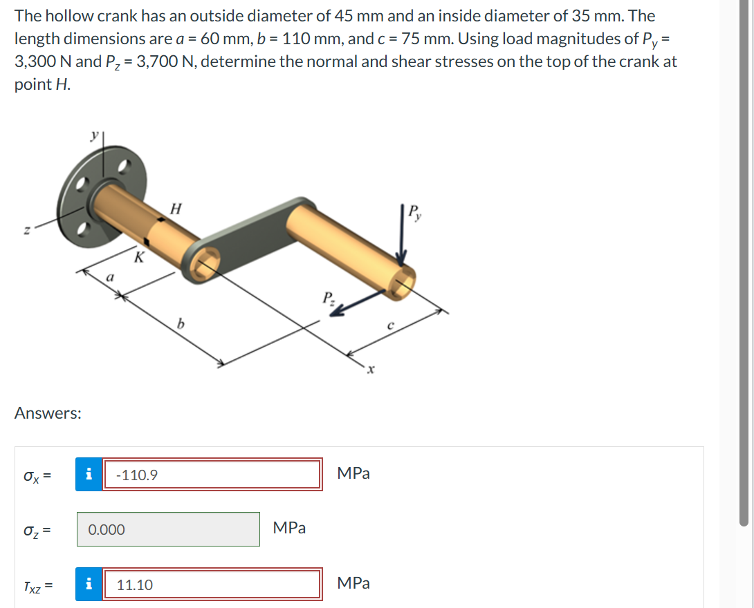 Solved The hollow crank has an ﻿outside diameter of 45 mm | Chegg.com