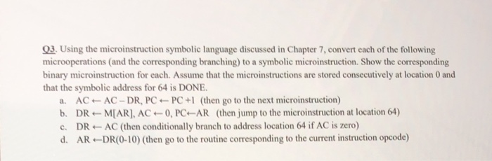 . Using the microinstruction symbolic language | Chegg.com