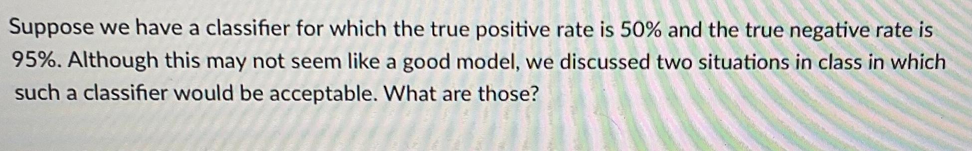 Solved Suppose we have a classifier for which the true | Chegg.com