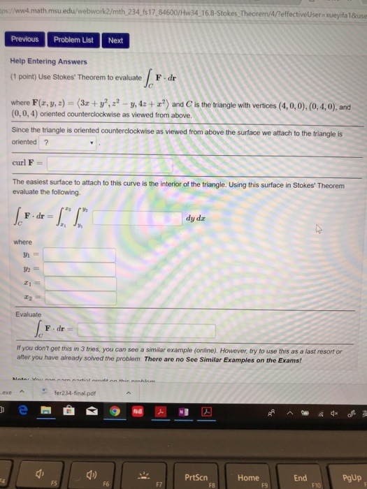 Solved ps:/ww4.math.msu.edu/webwork2/mth,234 | Chegg.com